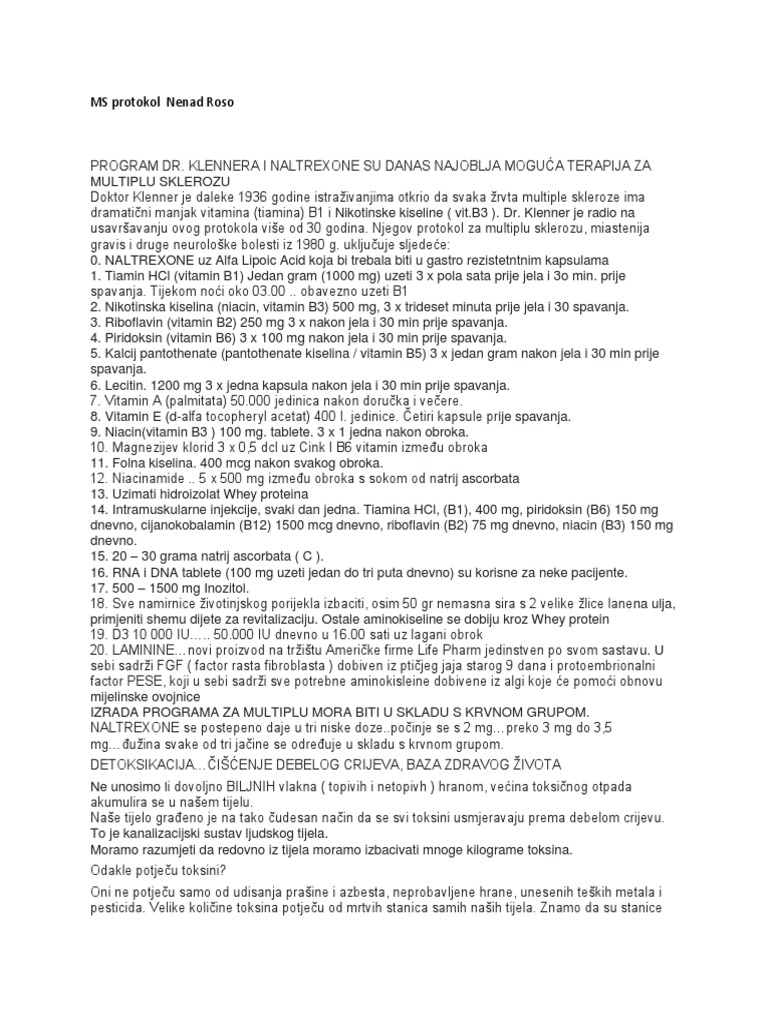 MS Protokol Nenad Roso | PDF | Dietetics | Dietary Supplements
