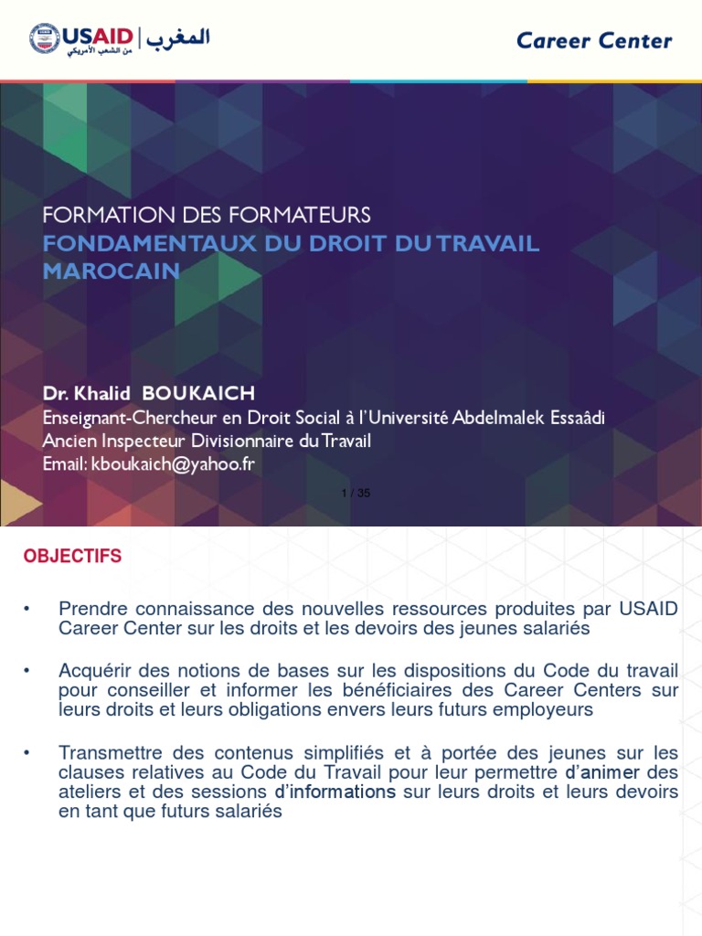 Initiation Au Code Du Travail Marocain | PDF | Temps de travail | Programmes sociaux