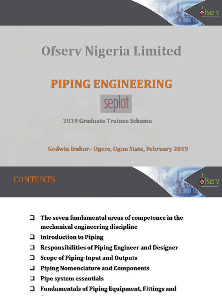 Piping Engineering Overview and Roles | PDF | Pipe (Fluid Conveyance ...
