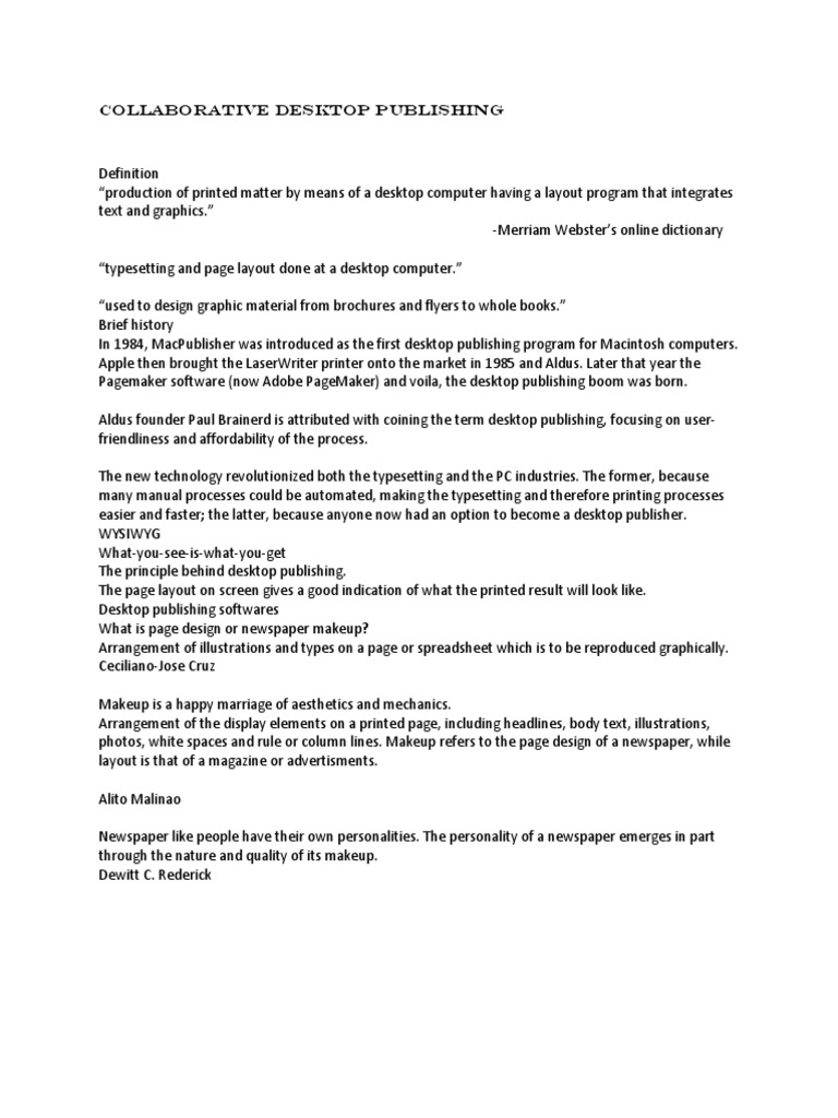 Collaborative Desktop Publishing Insights | PDF | Page Layout | Text