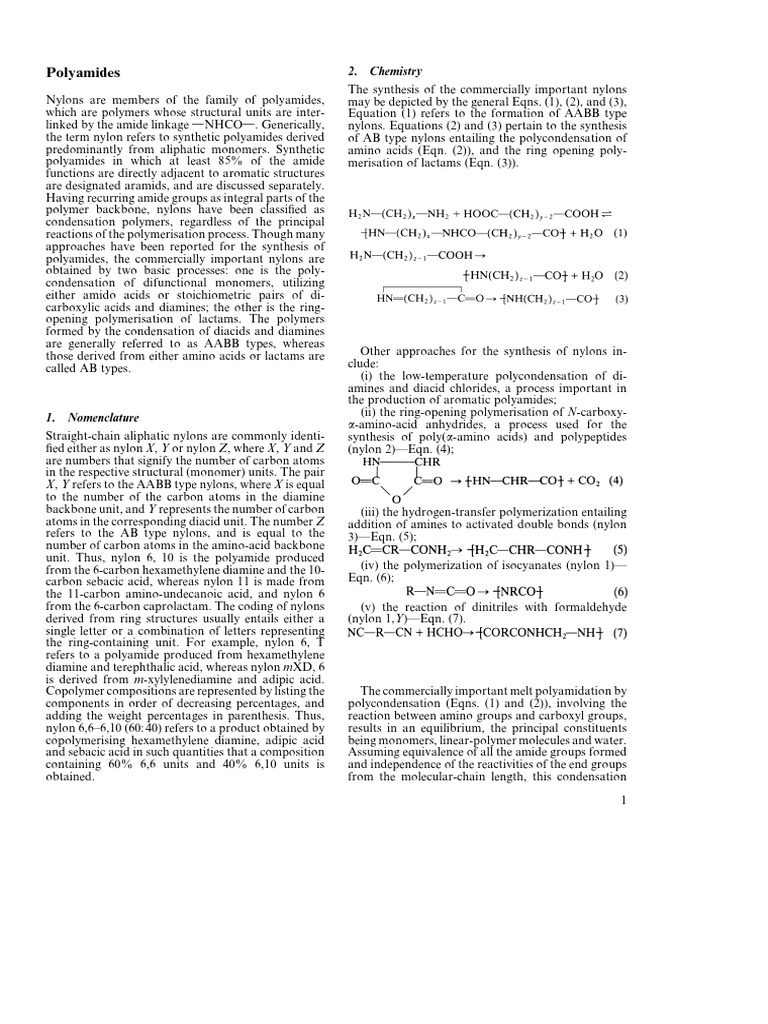 Polyamides | Download Free PDF | Nylon | Polymer Chemistry