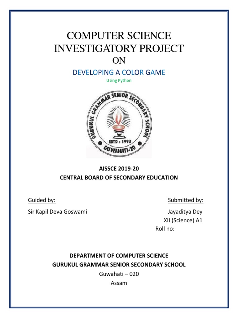 Computer Science Investigatory Project Pdf Python Programming Language Scripting Language 9230