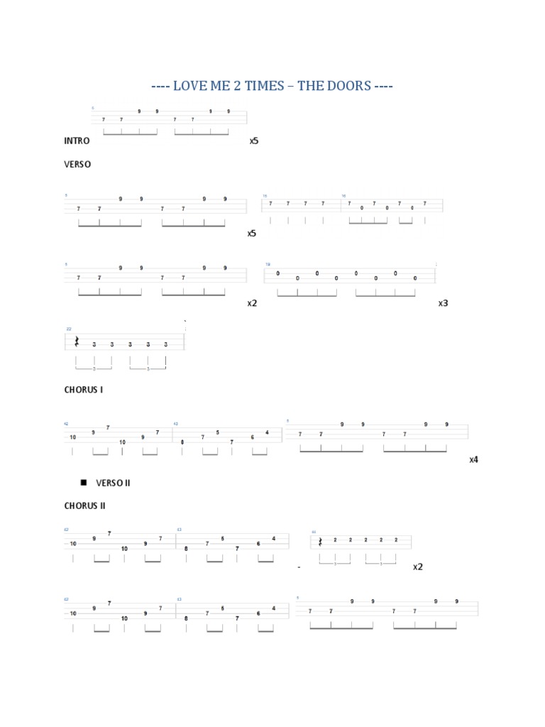 LOVE ME 2 TIMES Bass Tabs | PDF