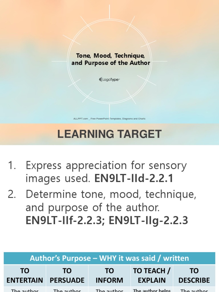 Tone Mood and Purpose of The Author | PDF | Writers | Advertising