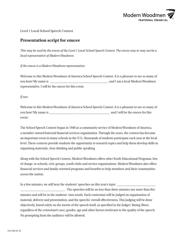 Emcee Script - Level 1 PDF | PDF | Public Speaking | Cognition