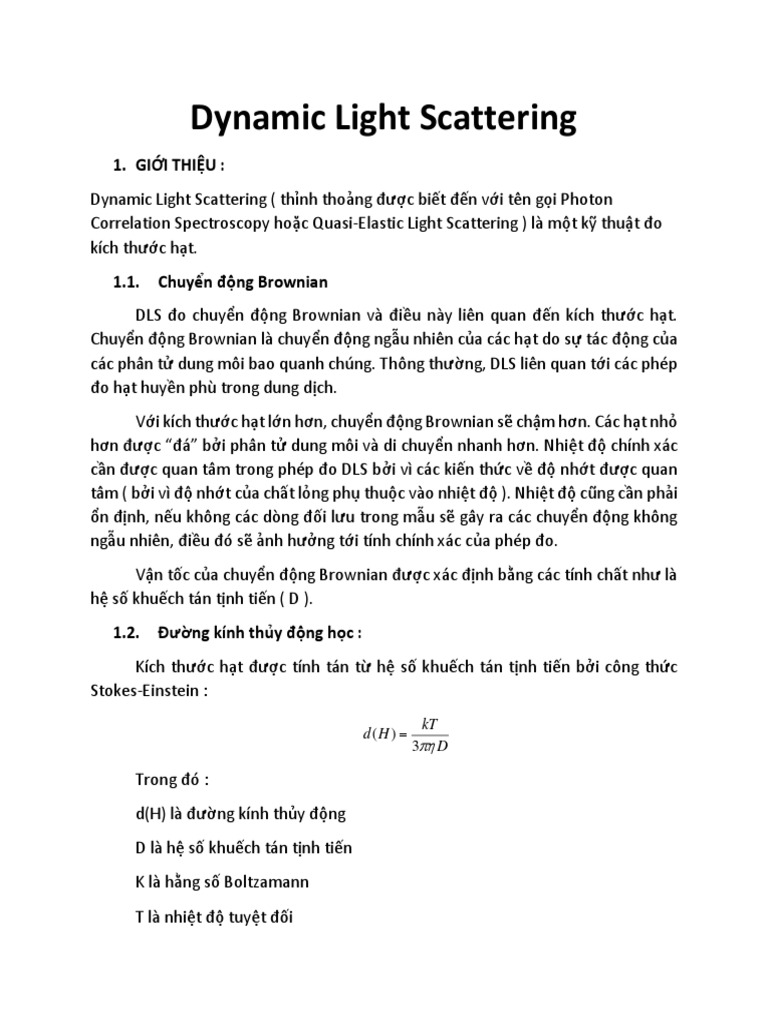 Dynamic Light Scattering | PDF