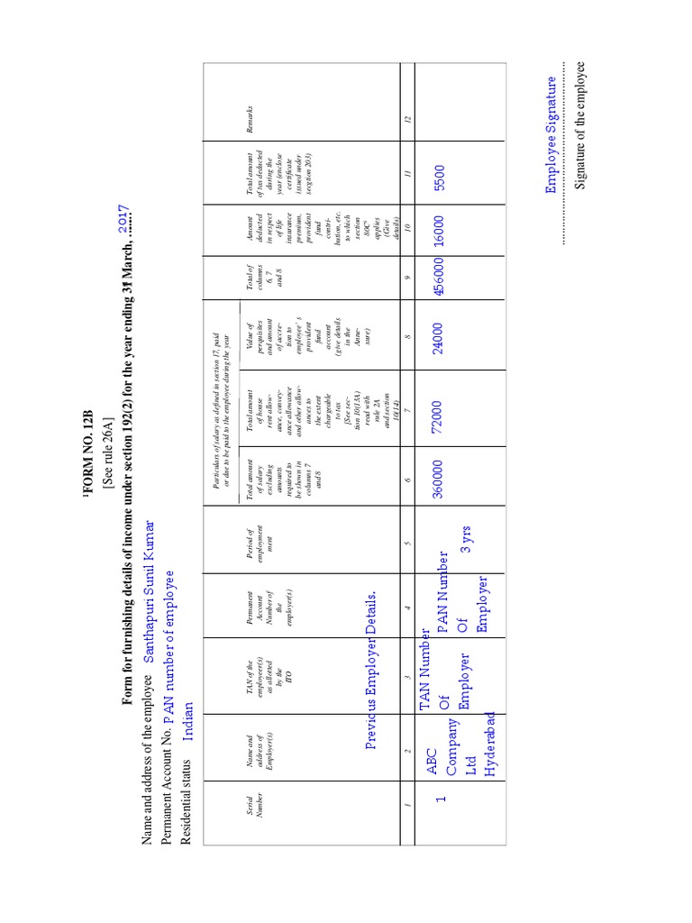Sample Filled Form 12B | PDF | Employee Benefits | Public Finance