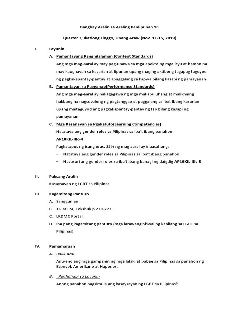 Aral Pan 10 3rd Quarter Week 3 DLP | PDF