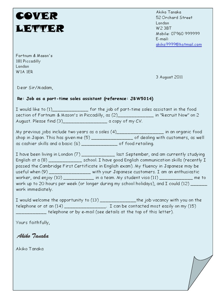 Cover Letter Model | PDF