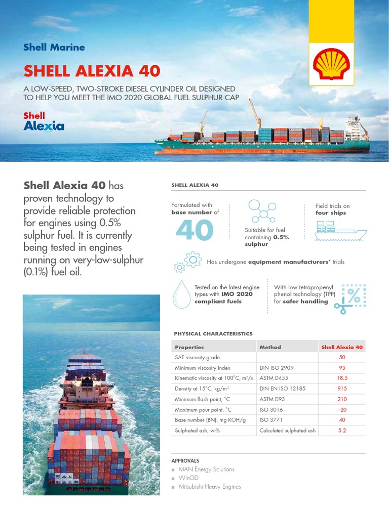 Shell Alexia 40 cylinder oil designed for IMO 2020 compliance | PDF ...