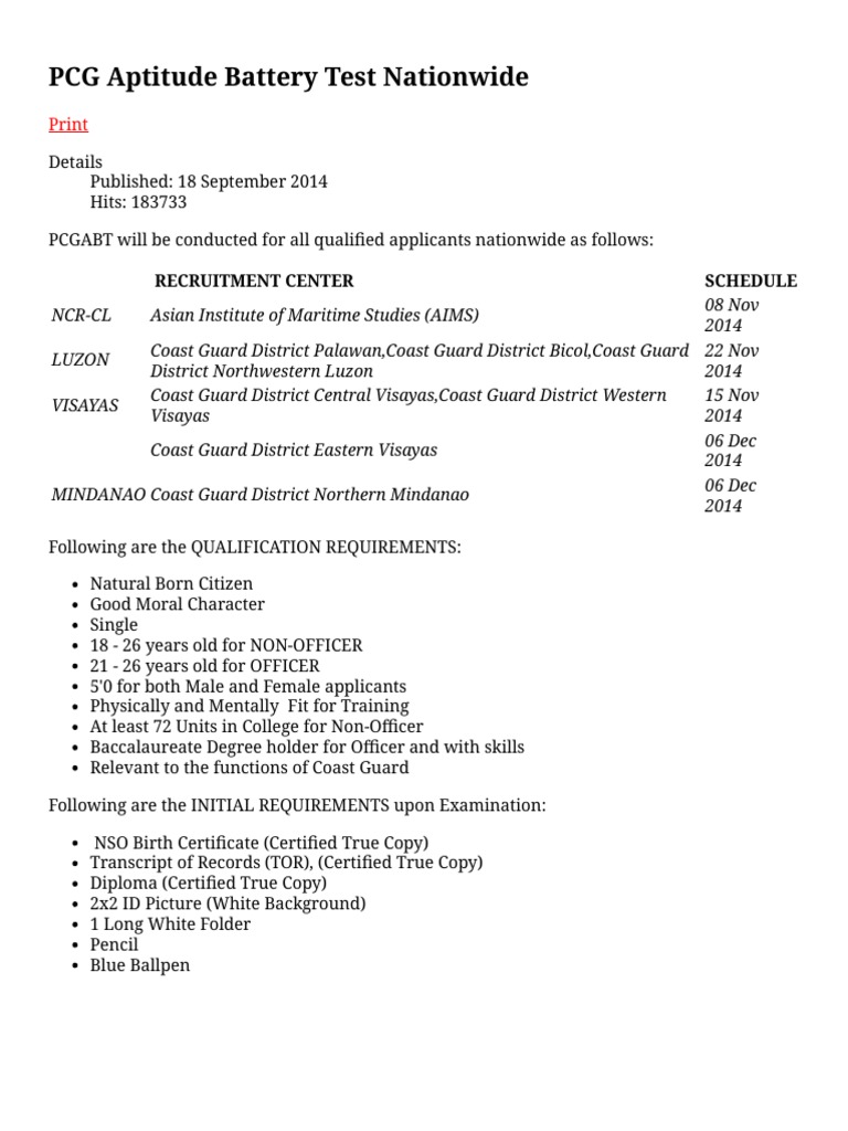 PCG Aptitude Battery Test Details | PDF