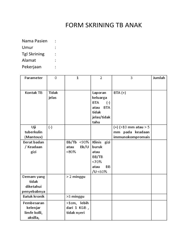 Form Skrining TB | PDF