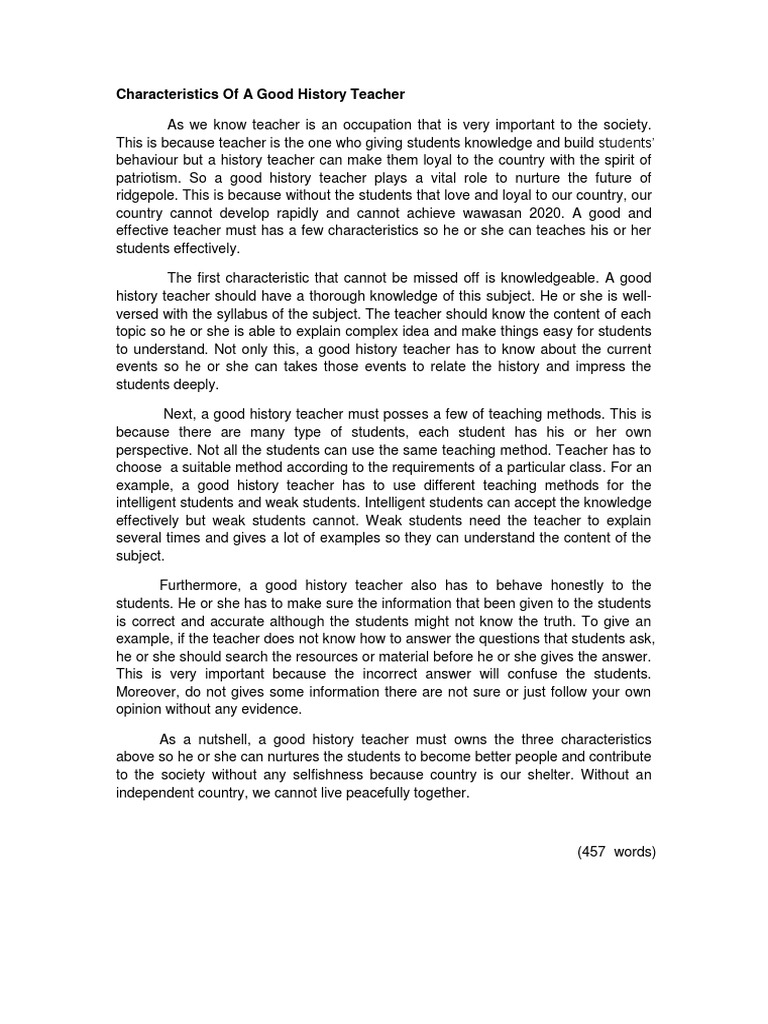 A Good History Teacher | PDF | Teaching Method | Cognitive Science