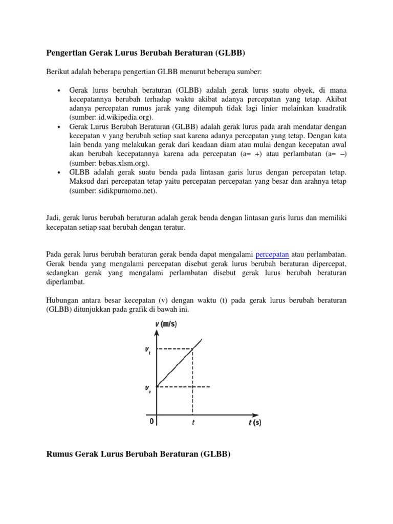 Pengertian Gerak Lurus Berubah Beraturan | PDF