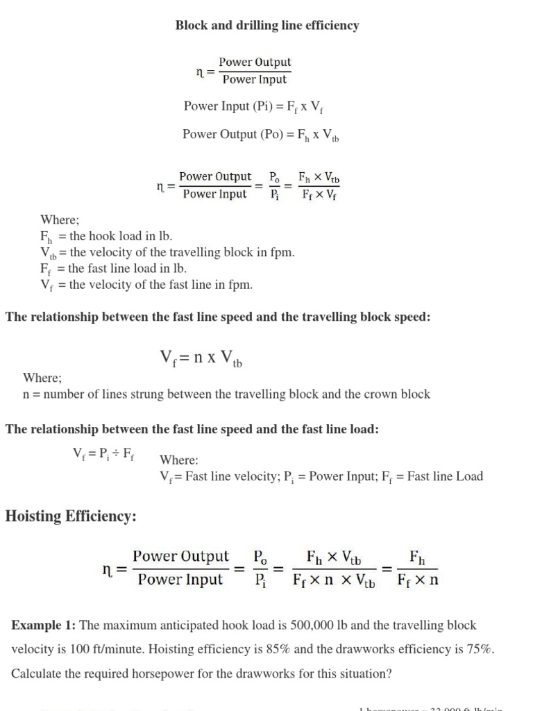 Load Calculations On Drilling Rig | PDF | Horsepower | Speed
