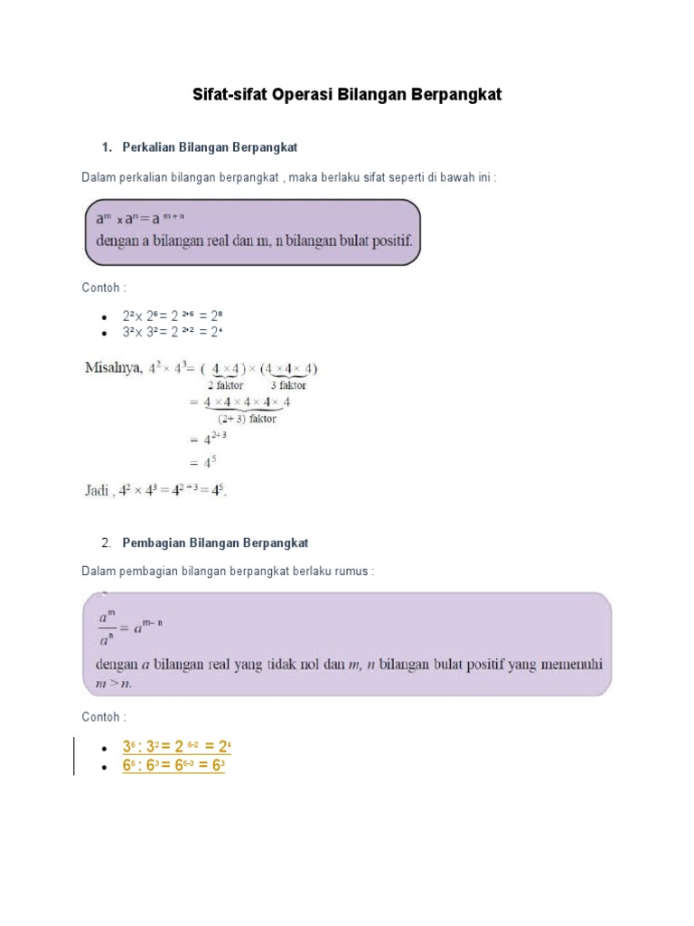 Sifat Sifat Bilangan Berpangkat | PDF