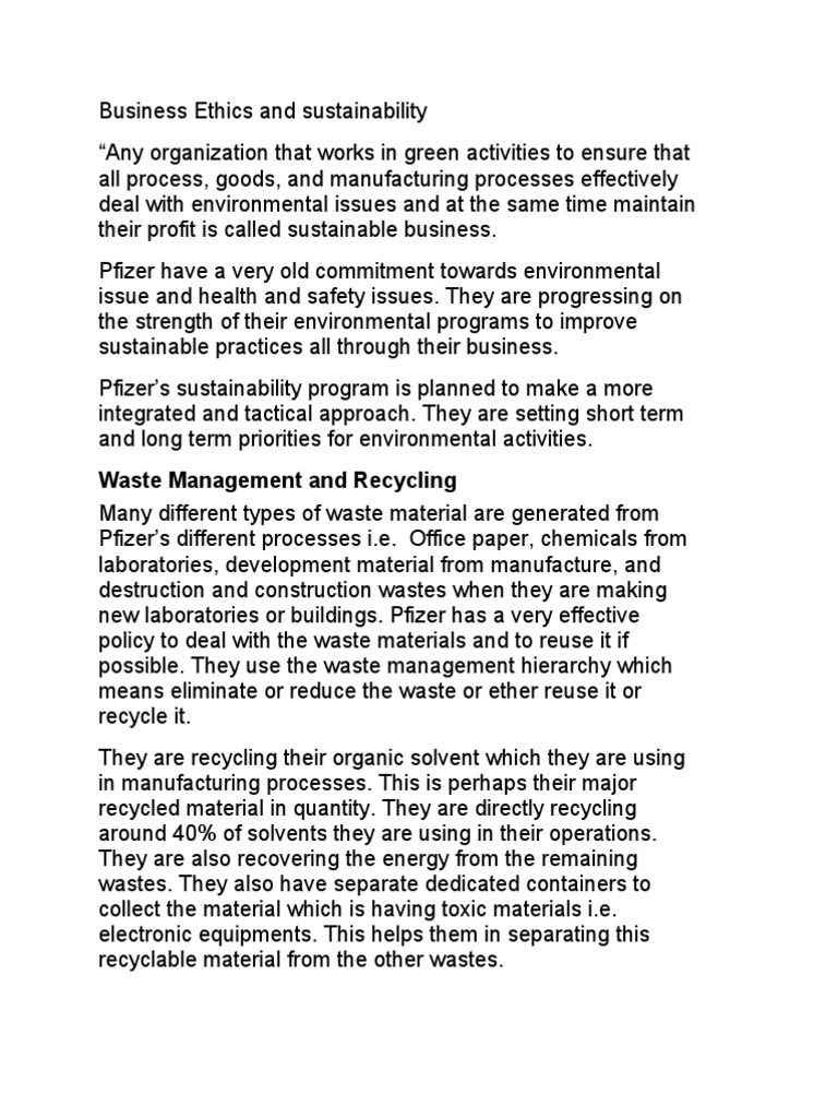 Pfizer | PDF | Corporate Social Responsibility | Sustainability