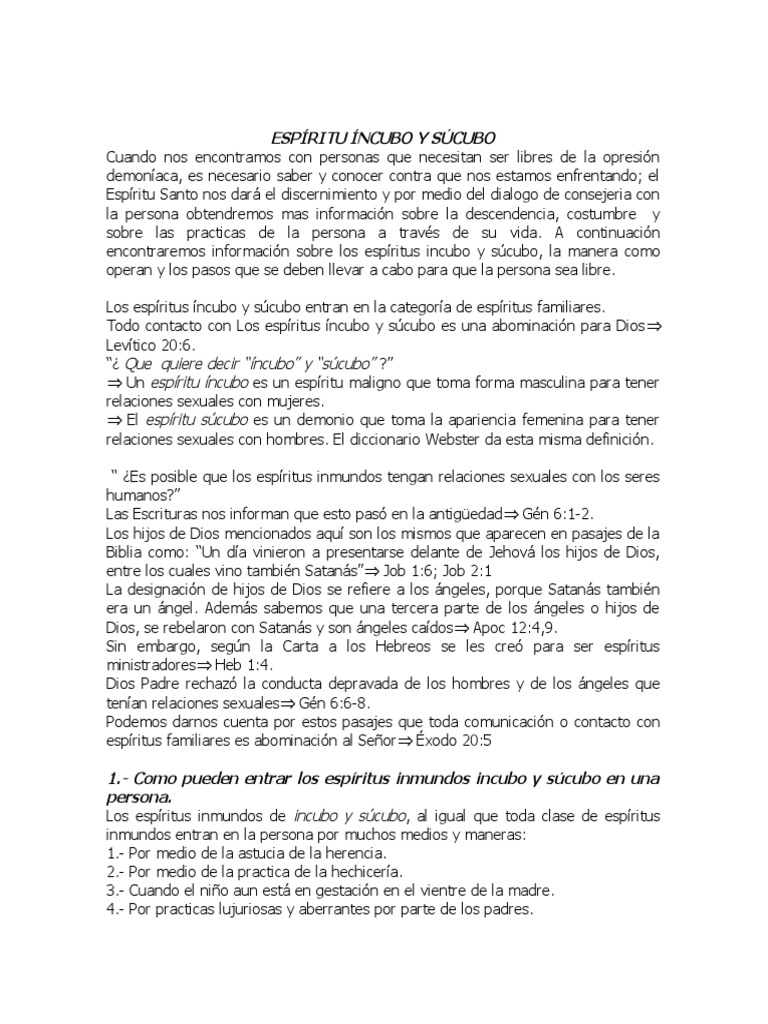Espíritus Íncubo y Súcubo: Liberación | PDF | Lujuria | Demonios