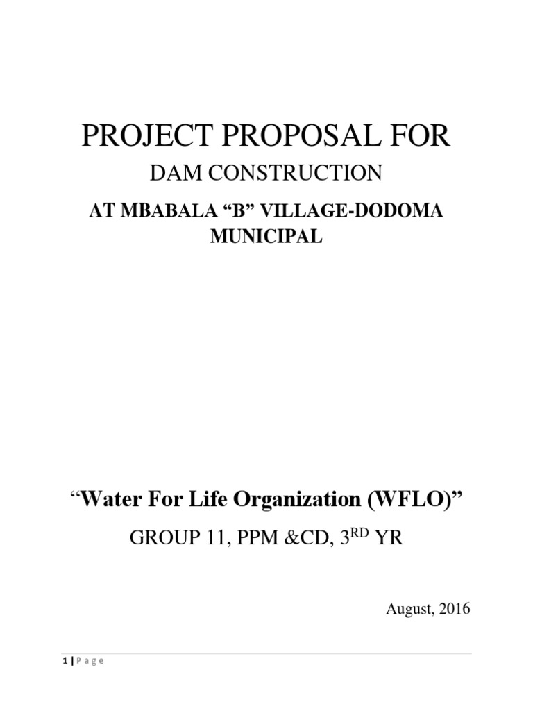 Project Proposal For Dam Construction | PDF | Tanzania | Water Supply ...