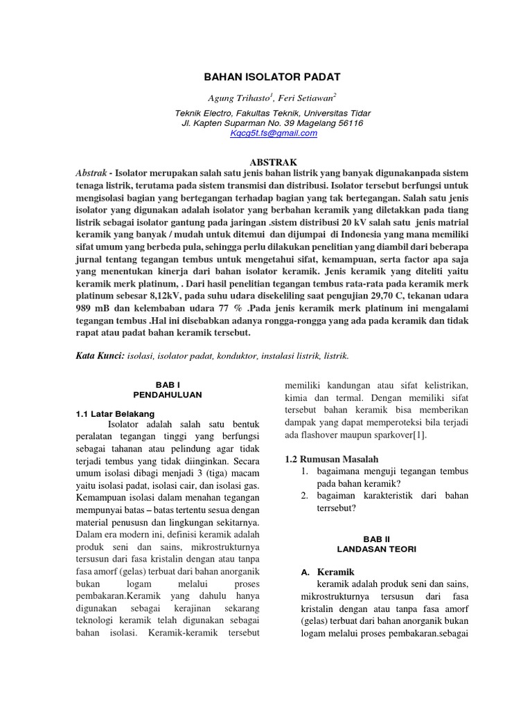 BAHAN ISOLATOR PADAT Keramik | PDF