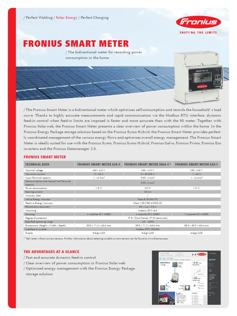 Technical Data Fronius Smart Meter 63A 1 | PDF | Photovoltaics | Liquid Crystal Display