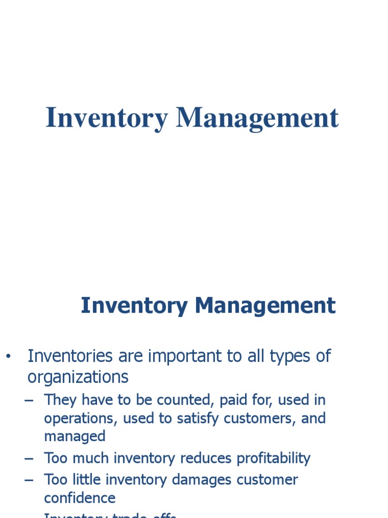 Inventory Management | PDF | Inventory | Demand