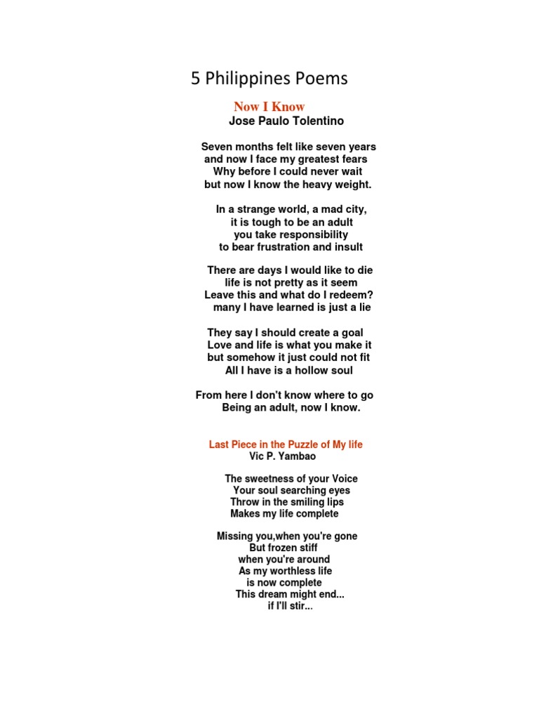 5 Philippines Poems | Download Free PDF | Necklace