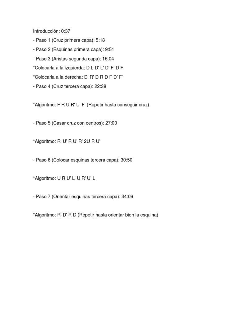 Algoritmos Cubo Rubik 3x3 | PDF