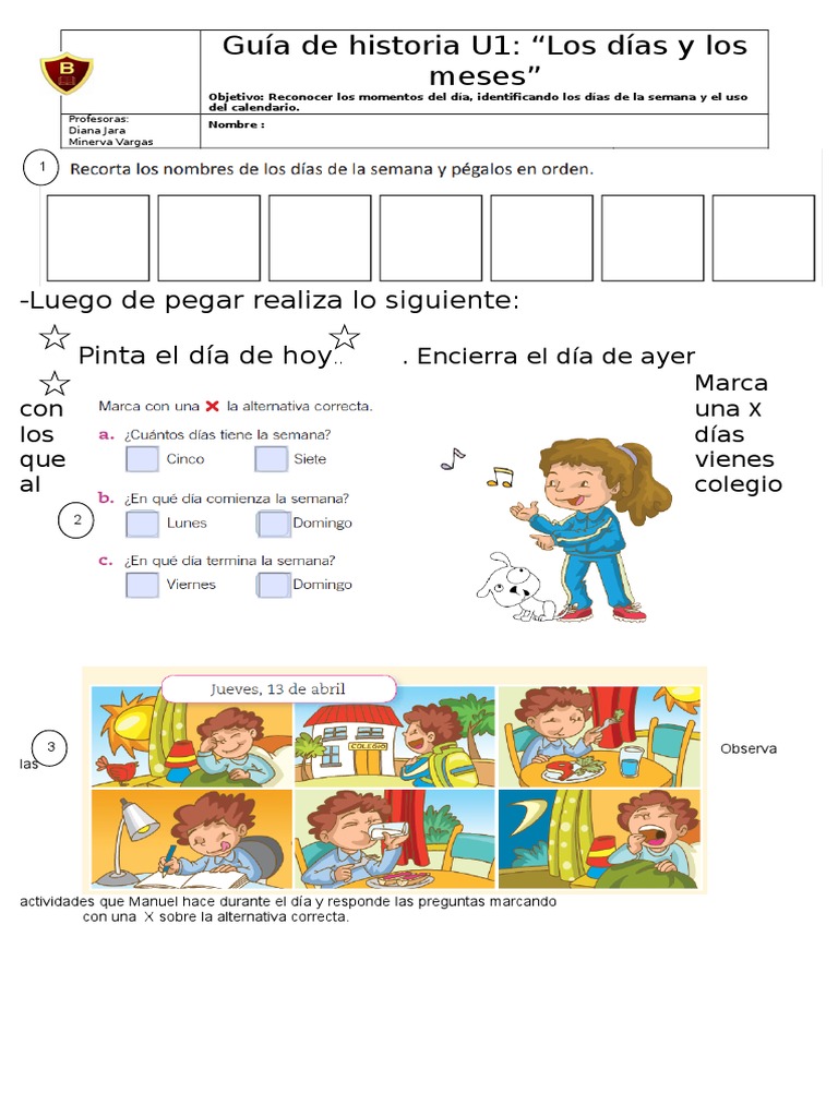 Actividades de Historia: Días y Meses | PDF | Calendario