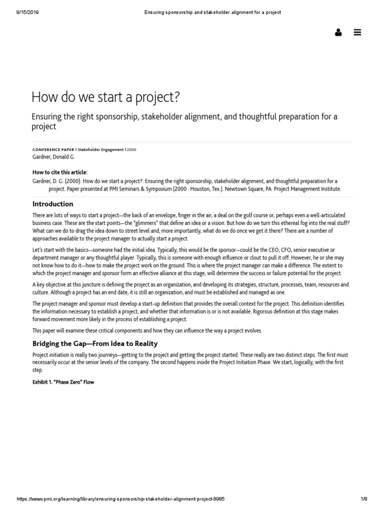 Ensuring Sponsorship and Stakeholder Alignment For A Project | PDF ...