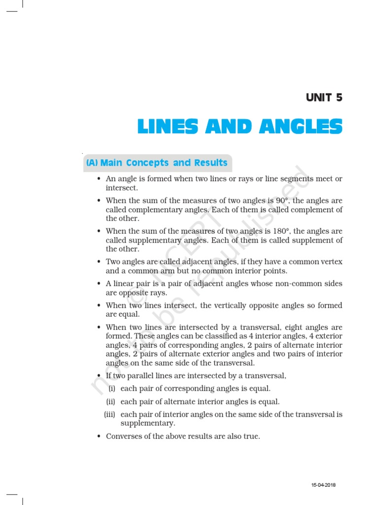 Class 7 Maths CH Lines and Angles | PDF | Angle | Triangle