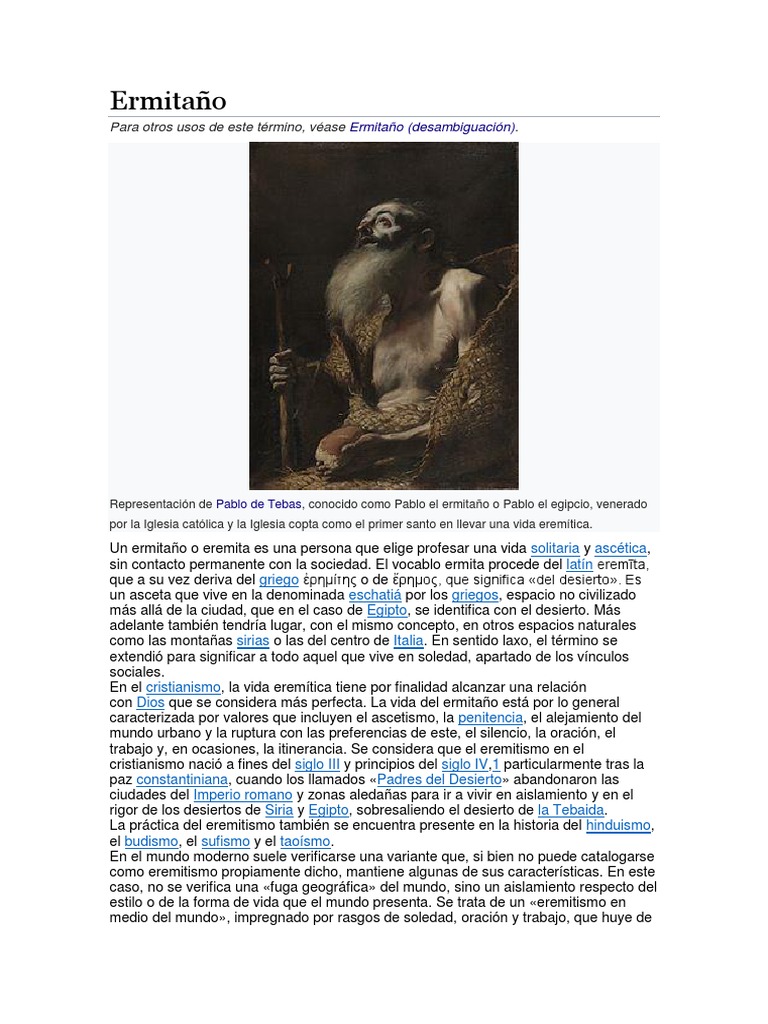 Eremitas: Historia y Práctica del Ermitismo | PDF | Ermitaño | Santos ...