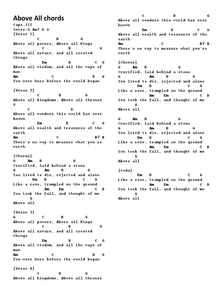 Above All Chords | Download Free PDF | Song Structure | Musical Forms