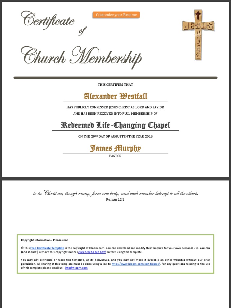 Christian Certificate Templates