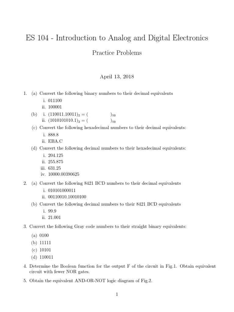 Practice Problems | PDF | Logic Gate | Boolean Algebra