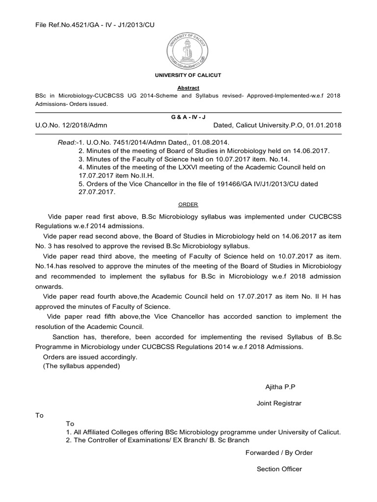 B.Sc Microbiology Syllabus Revised | PDF | Fermentation | Bacteria