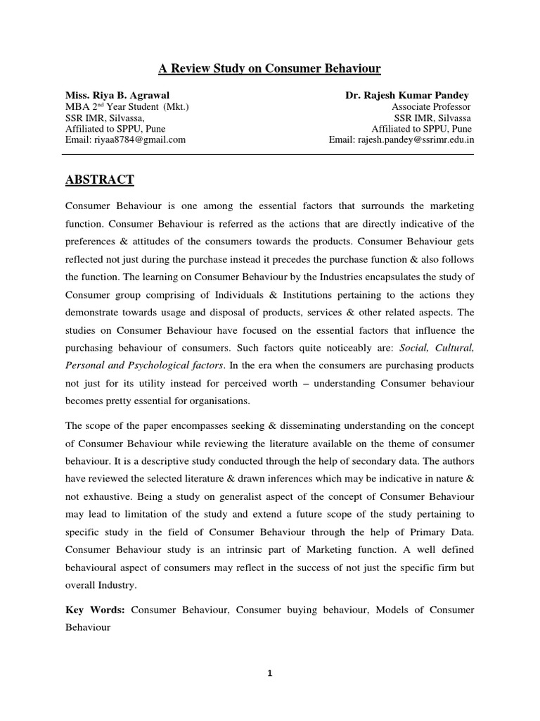 Consumer Behaviour | PDF | Consumer Behaviour | Behavior