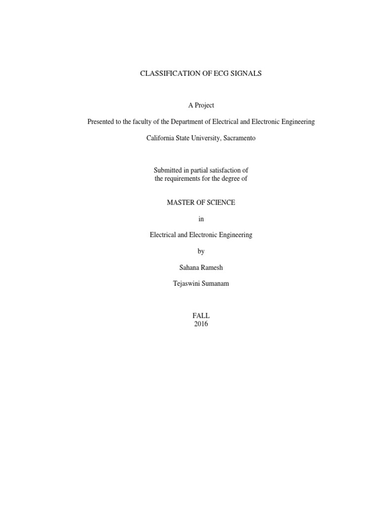 Classification of ECG Signals Report PDF | PDF | Electrocardiography ...