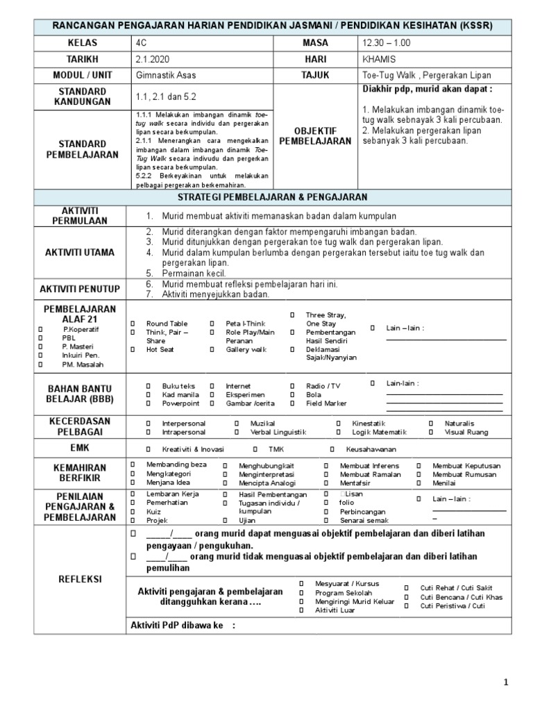 Template RPH PJPK | PDF