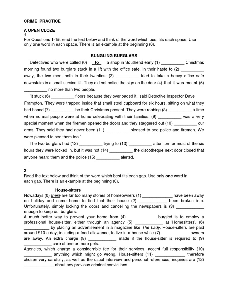 Crime Practice Exercises | PDF | Burglary | Closed Circuit Television