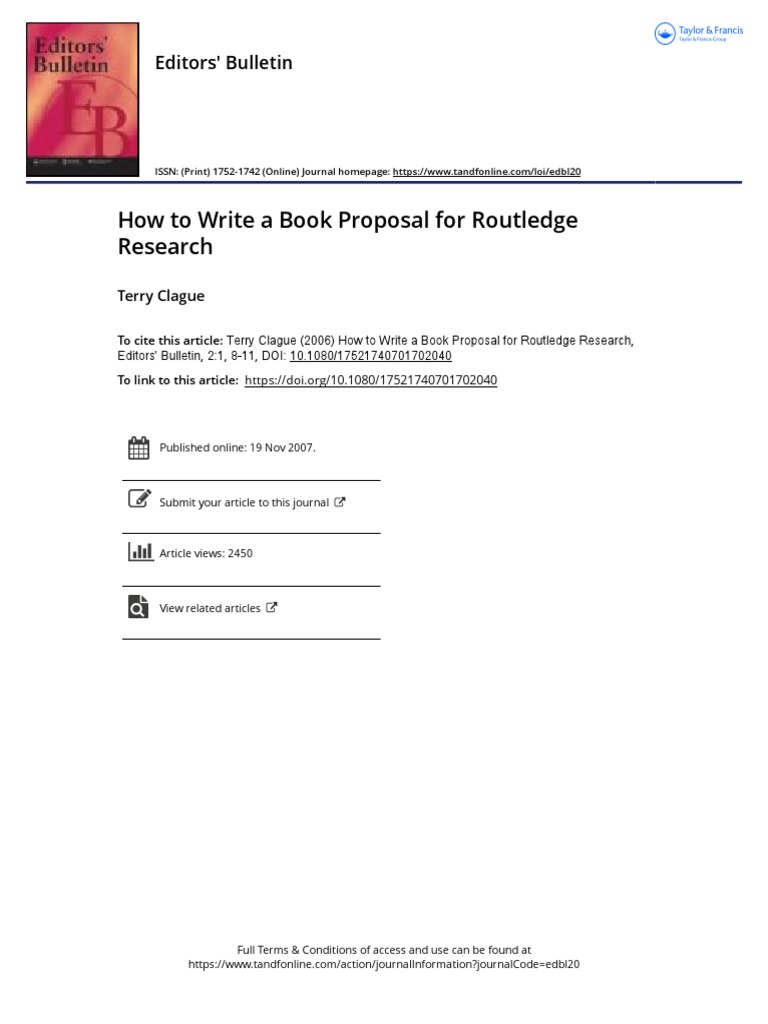 How To Write A Book Proposal For Routledge Research | PDF | Publishing ...