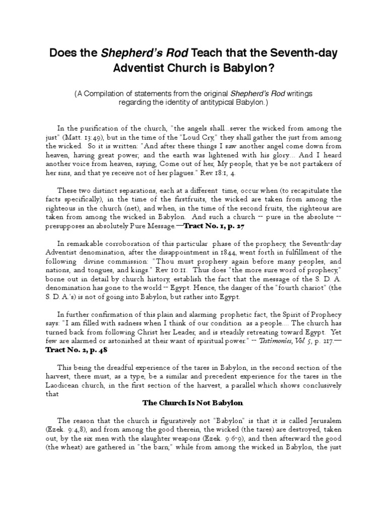 The Shepherd's Rod Proves The Seventh-Day Adventist Church Is Not ...
