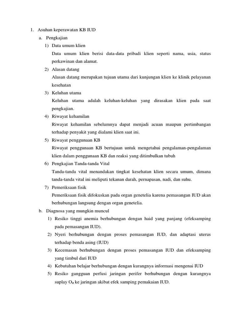 Asuhan Keperawatan KB IUD | PDF