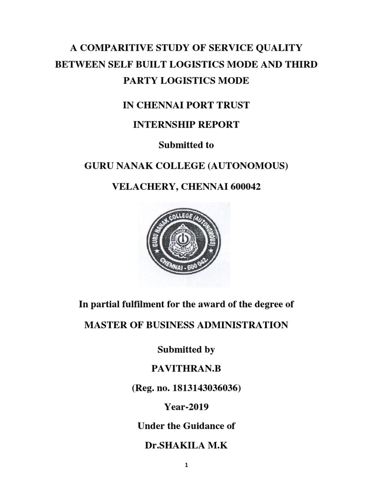 Logistics MBA Project Report | PDF | Logistics | Supply Chain Management