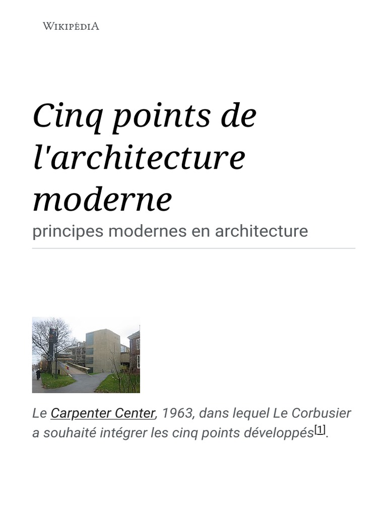 Cinq Points de L'architecture Moderne - Wikipédia PDF | PDF ...