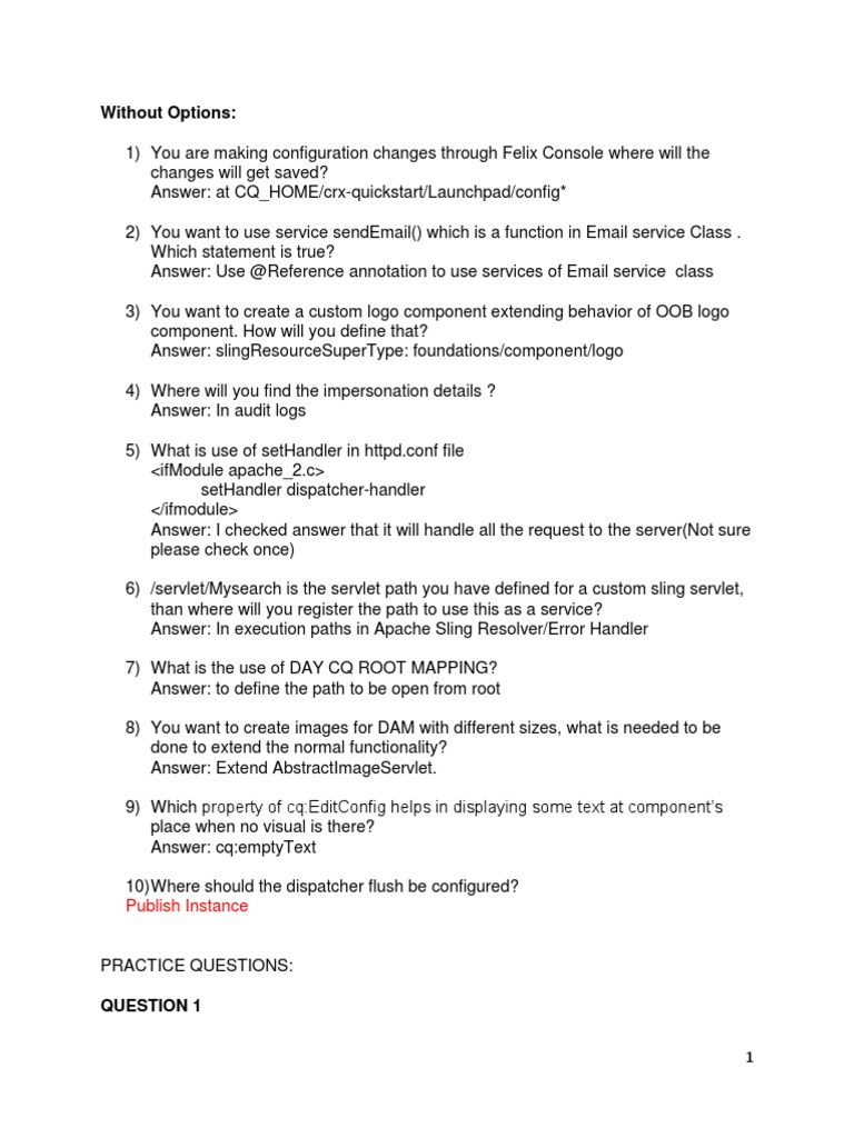 AEM - Cerification Questions | PDF | Java Server Pages | Command Line Interface