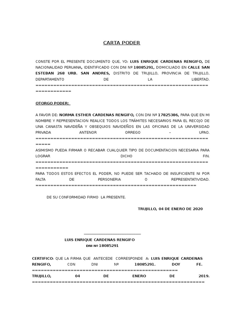 Carta Poder para Recoger Licencias | PDF