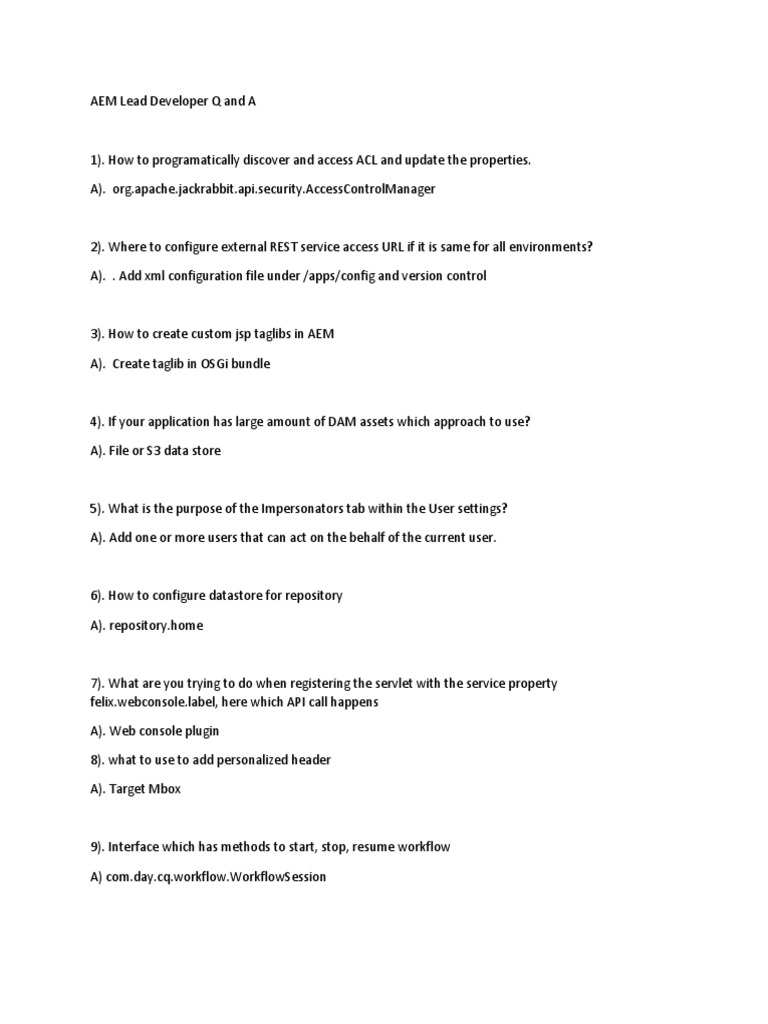 A Guide to Common Questions and Answers for AEM Lead Developers | PDF