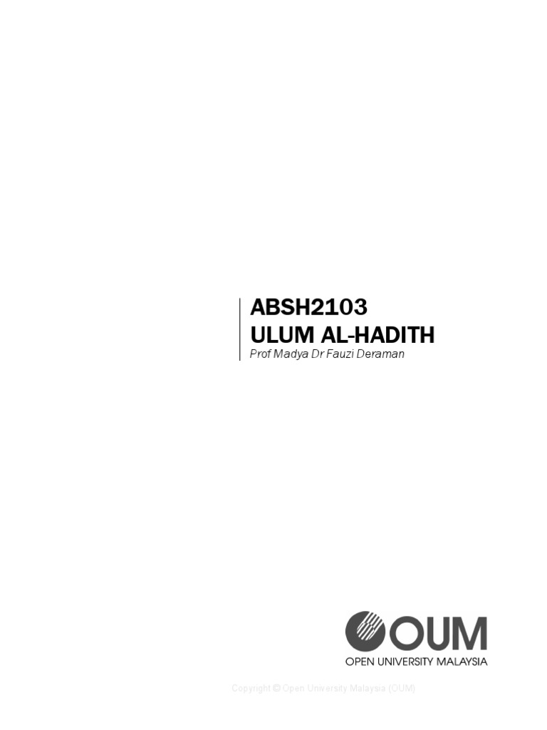 Absh2103 Ulum Al-Hadith PDF | PDF