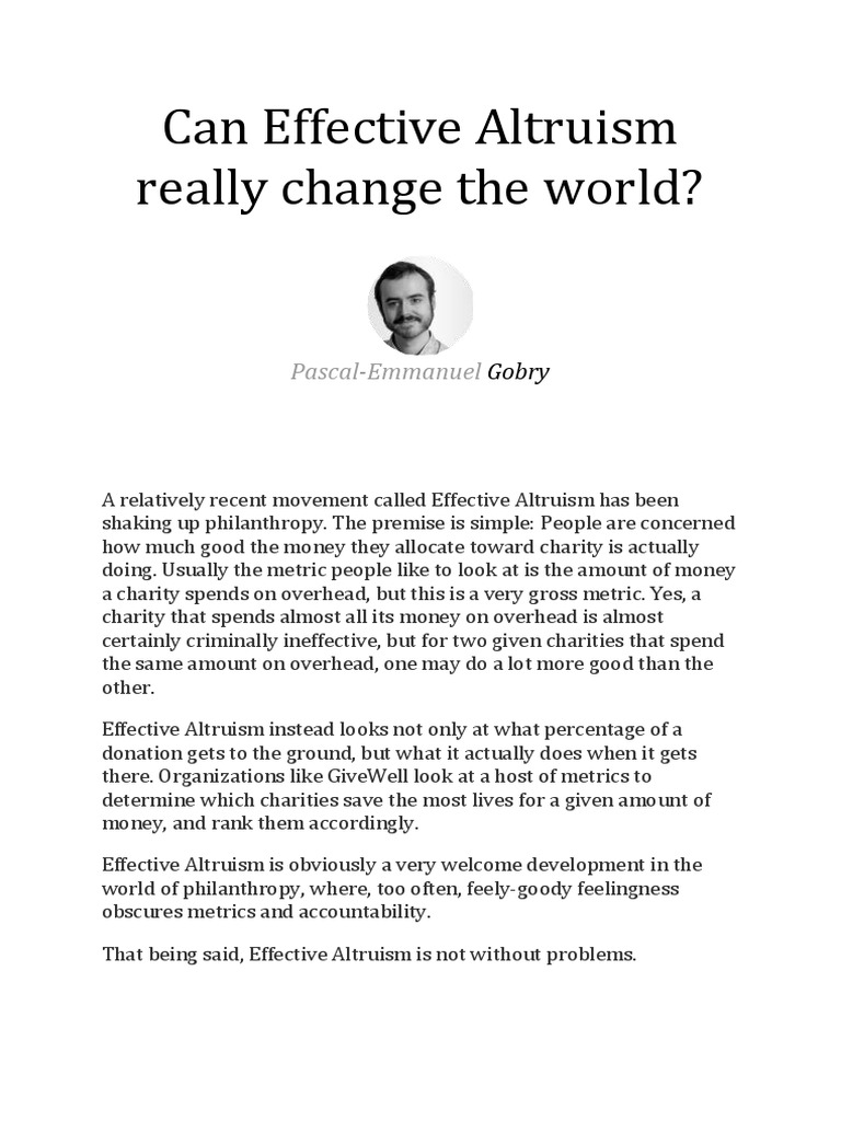 Can Effective Altruism Really Change The World | PDF | Altruism | Society